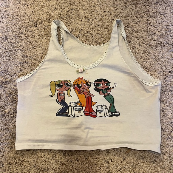 Tops | Baddie Powerpuff Girls White Cropped Tank Top | Poshmark